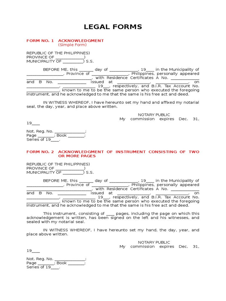 Sample Legal Forms | Download Free PDF | Mortgage Law | Affidavit