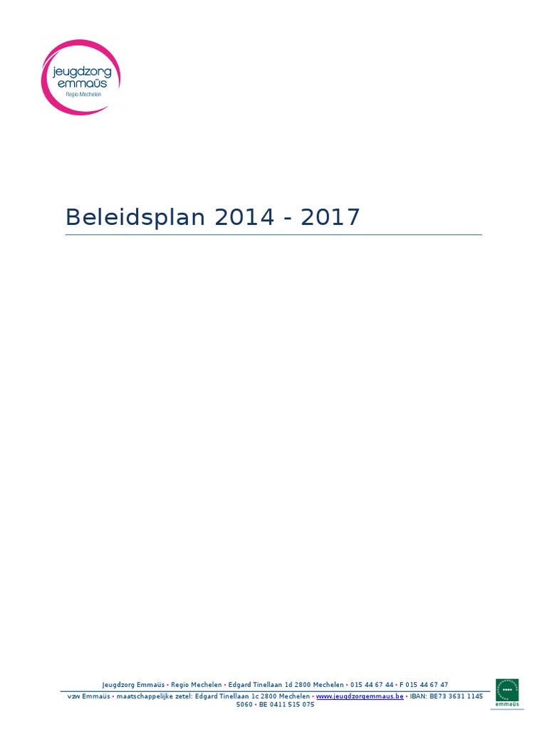 Beleidsplan 2014-2017 (Jeugdzorg Emmaüs) | PDF