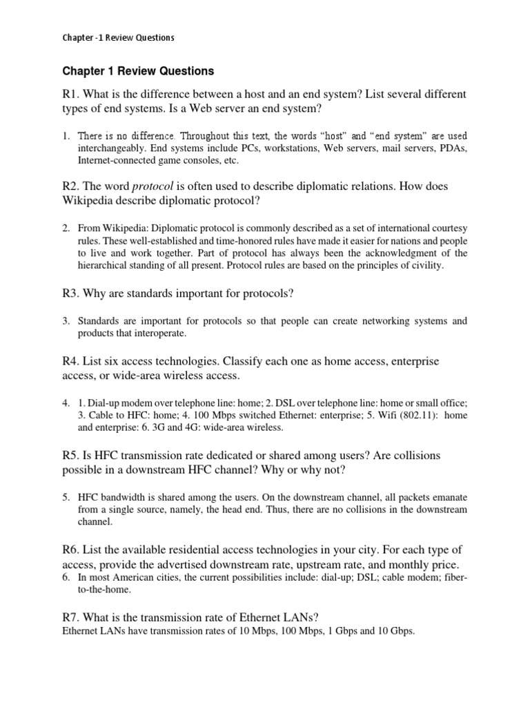 Chapter 1 Review Questions - Solution | PDF | Internet Service Provider ...