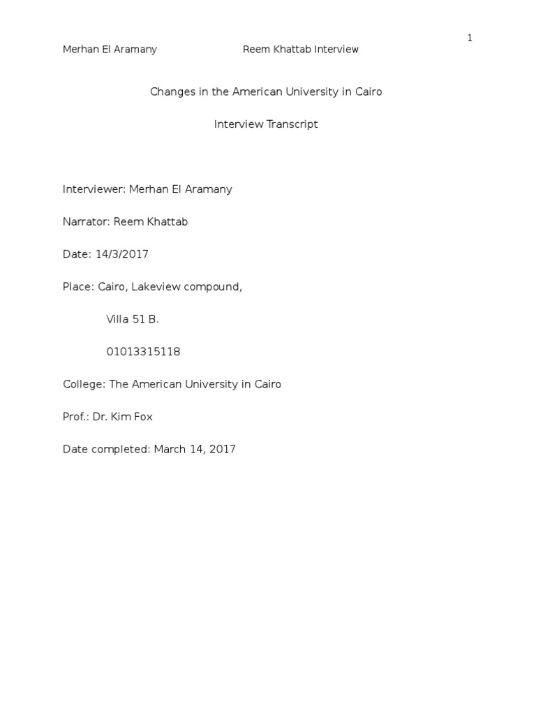 Merhan El Aramany Transcript | PDF | Psychology | Cognition