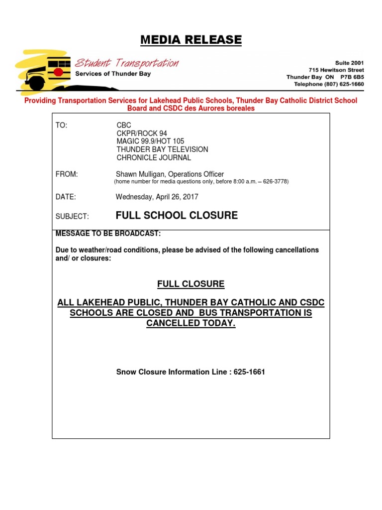 Emergency School Closure FULL CLOSURE | PDF