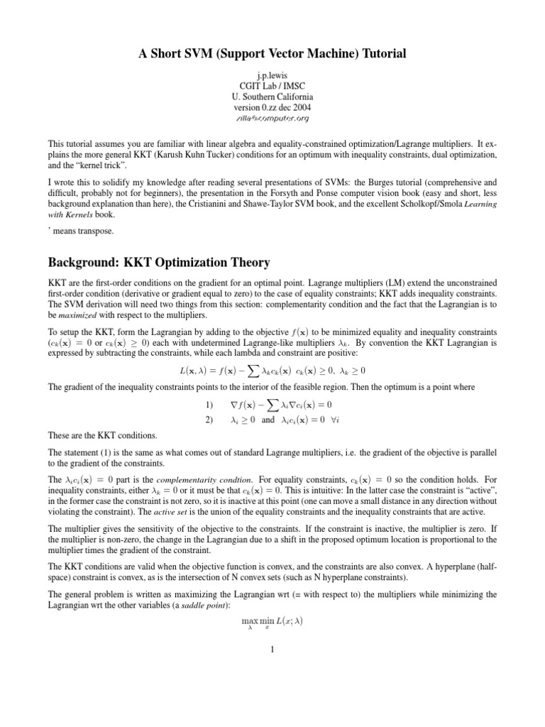 A Short SVM (Support Vector Machine) Tutorial | PDF | Support Vector Machine | Mathematical ...
