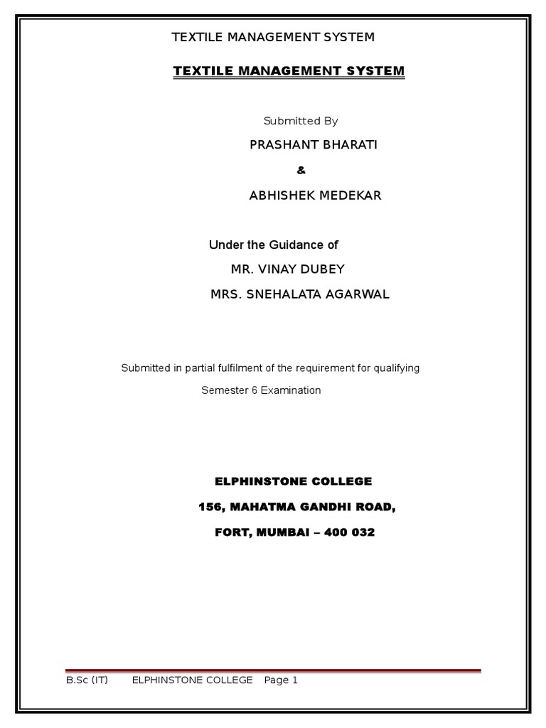 Textile Management System Overview | PDF | Microsoft Sql Server ...