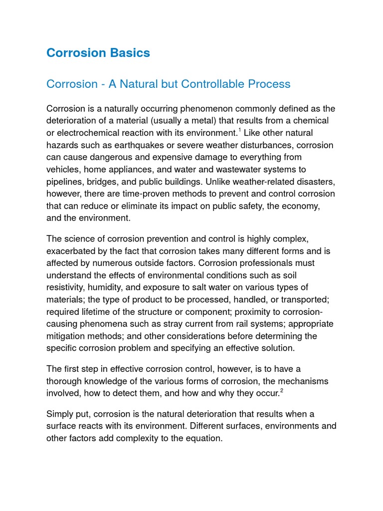 Corrosion Basics | PDF | Anode | Corrosion