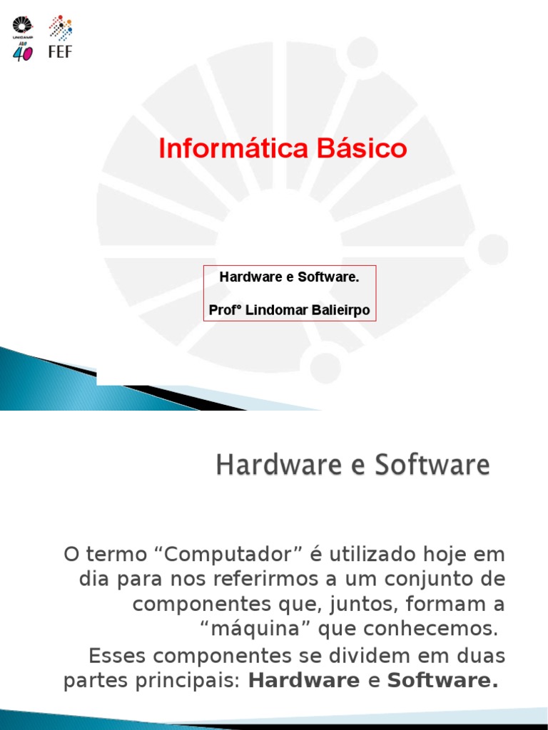 Slide - Hardware e Software | PDF | Hardware de computador | Teclado de ...