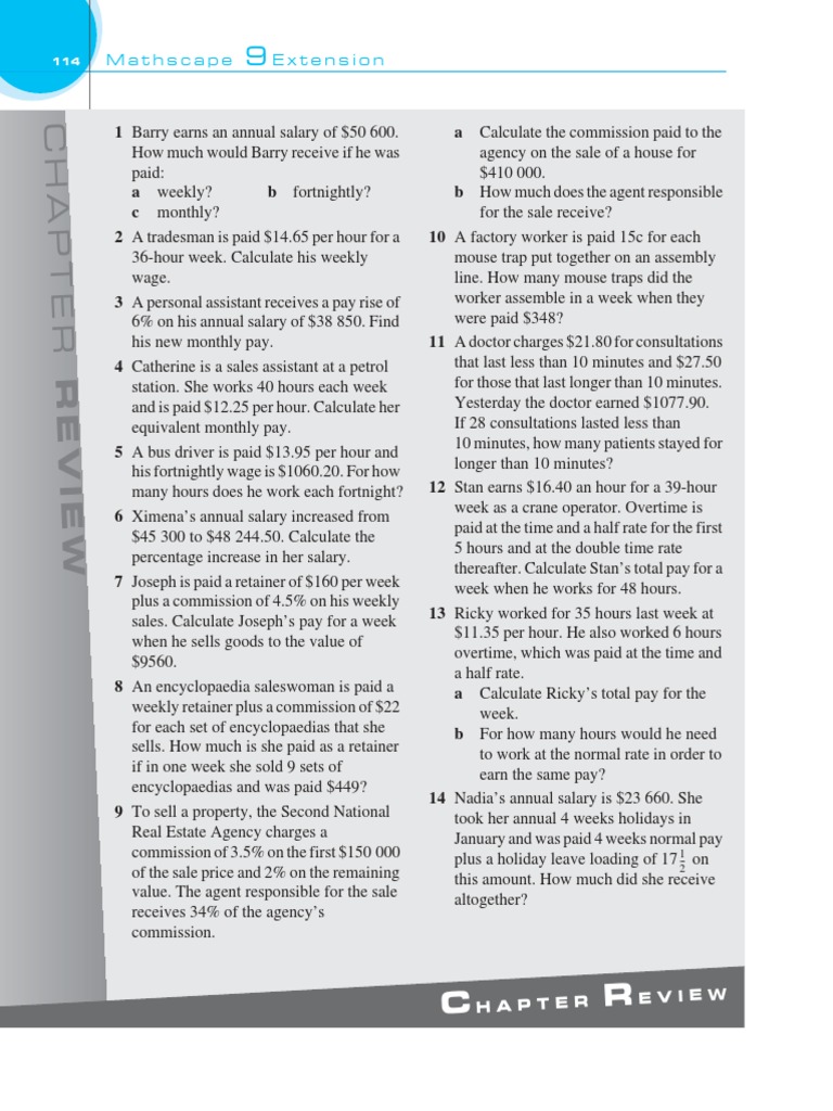 Review: Mathscape Extension | PDF | Overtime | Estate Agent