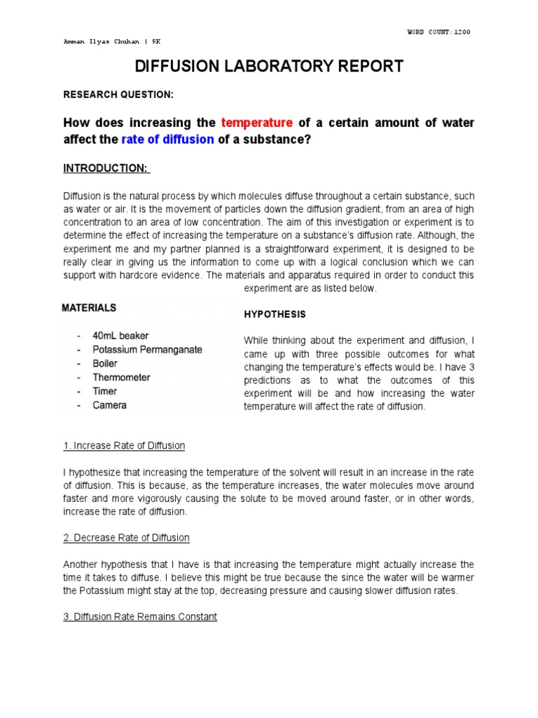 Diffusion Lab Report | PDF | Diffusion | Experiment
