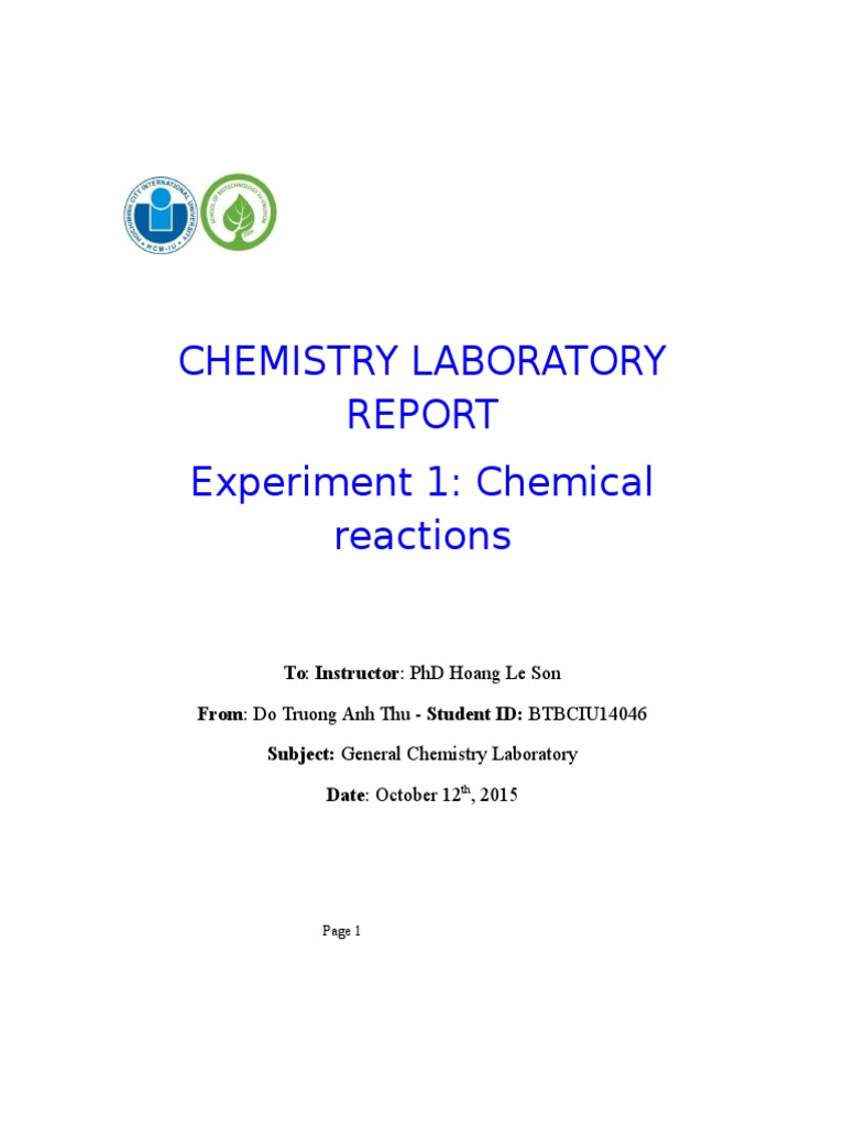 Report Lab 1 | PDF | Redox | Chemistry