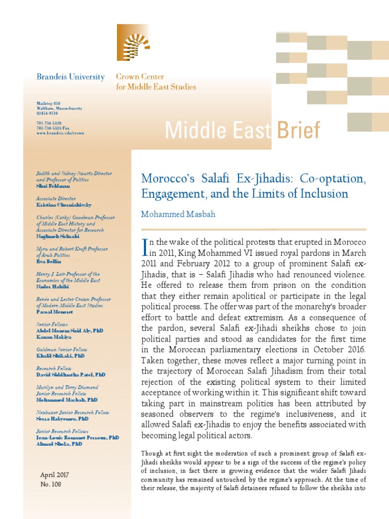 Morocco's Salafi Ex-Jihadis: Co-Optation, Engagement, and The Limits of ...