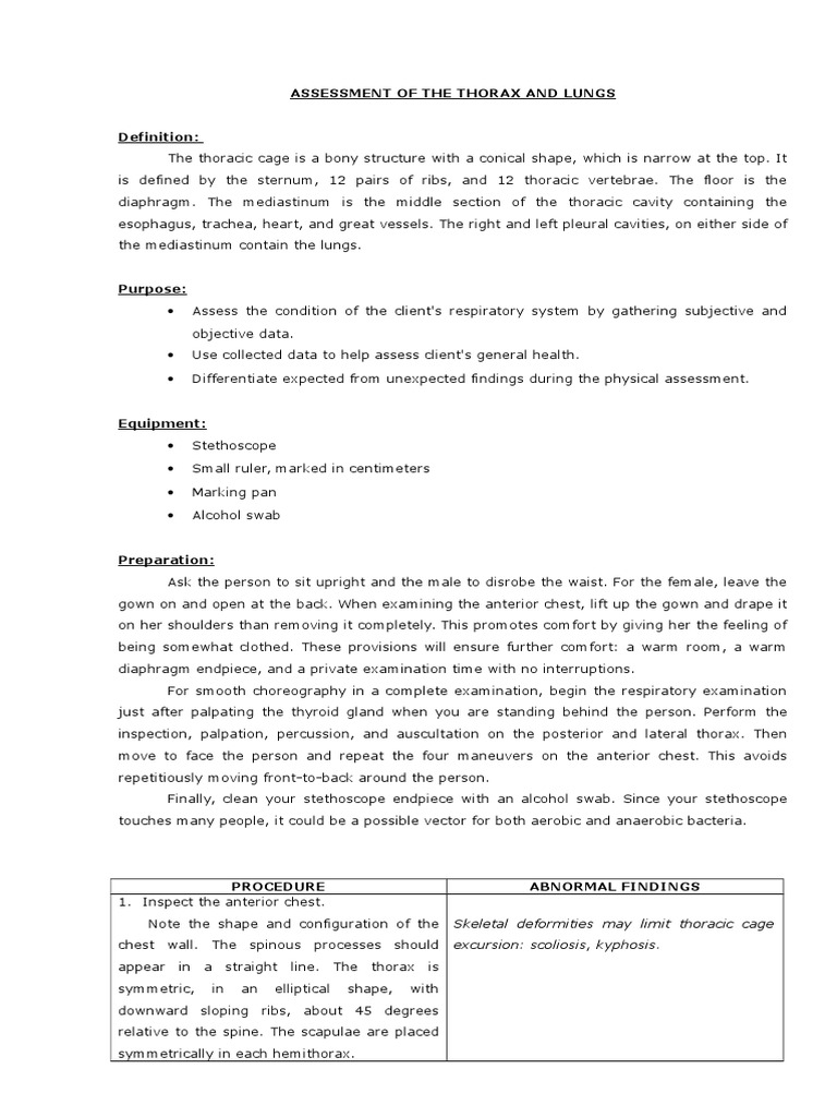 6 Assessment of the Thorax and Lungs | Thorax | Lung
