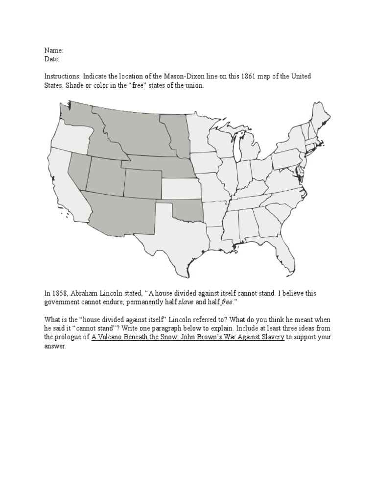 house divided worksheet