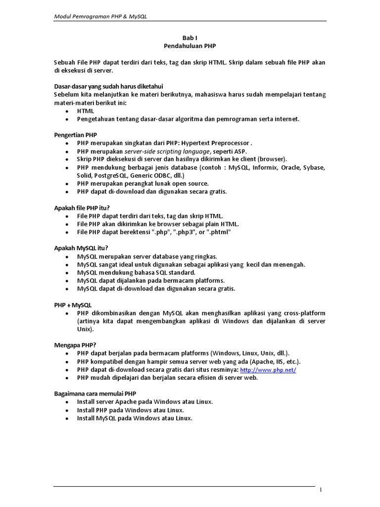 Panduan Dasar PHP & MySQL | PDF