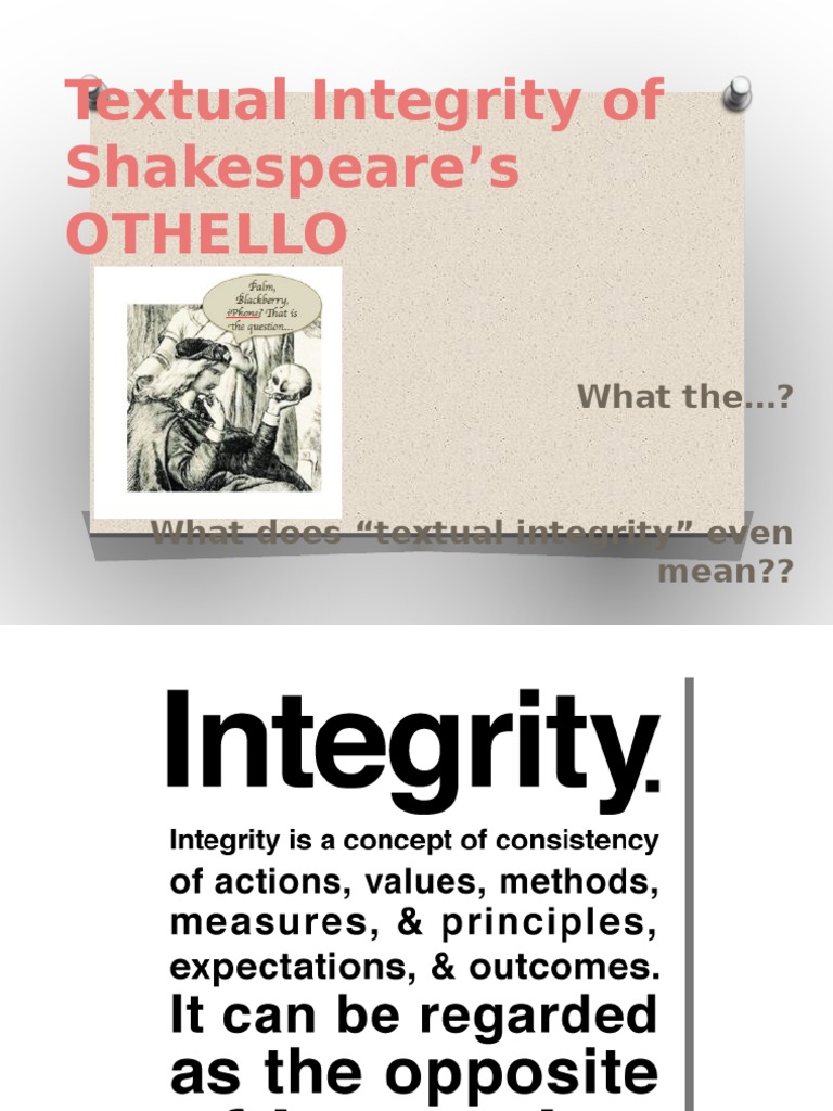 Understanding Textual Integrity in Othello | PDF | Ambiguity | Value ...