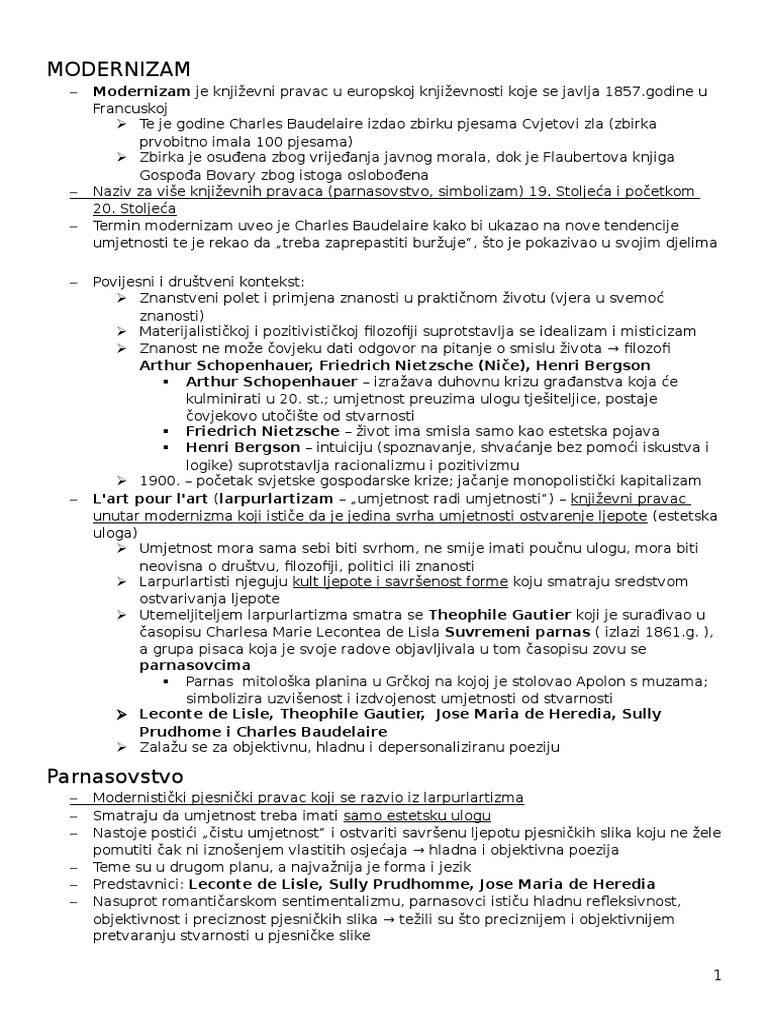 Modernizam U Europskoj Književnosti | PDF