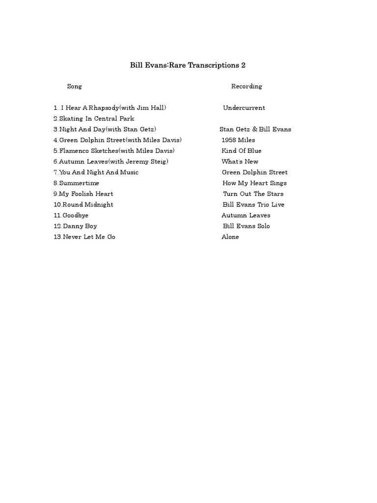 Bill Evans Rare Transcriptions 2 PDF | PDF