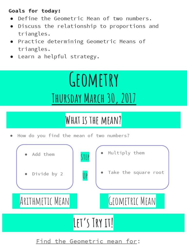 Understanding Geometric Mean in Geometry | PDF | Geometry | Triangle