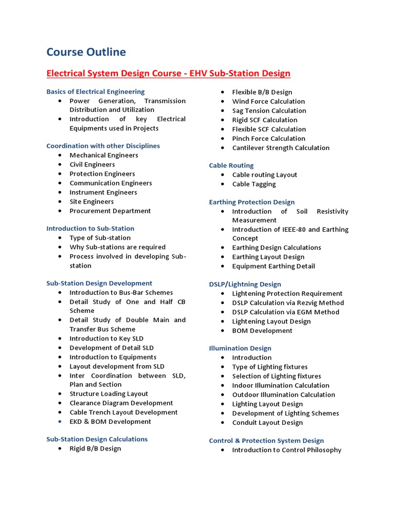 Electrical Design Course | Download Free PDF | Electrical Substation ...