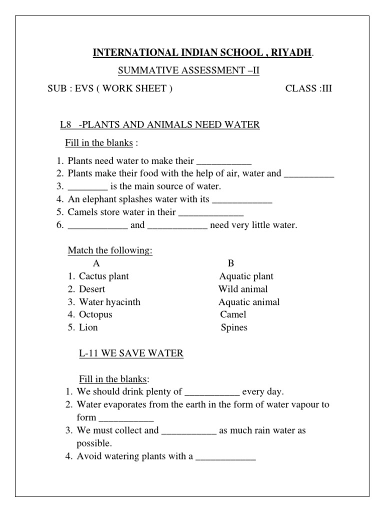 3 Evs Sa2 Pdf Water Nature