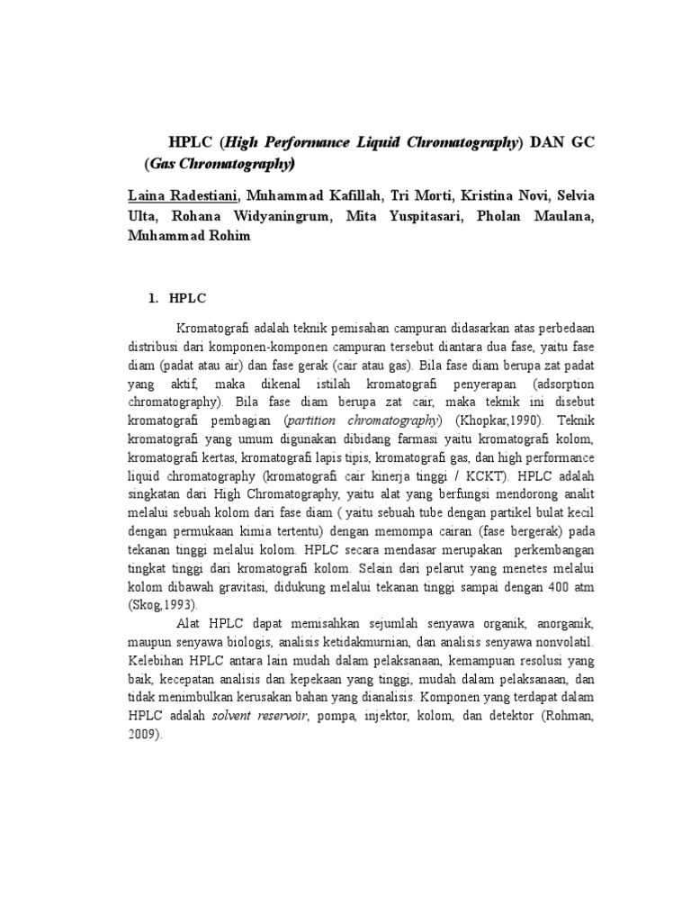 Laporan HPLC Dan GC Laina | PDF | Sains & Matematika