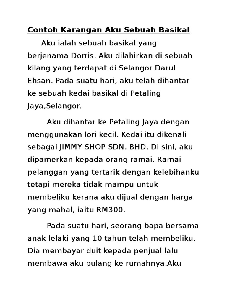 Contoh Karangan Aku Sebuah Basikal Pdf