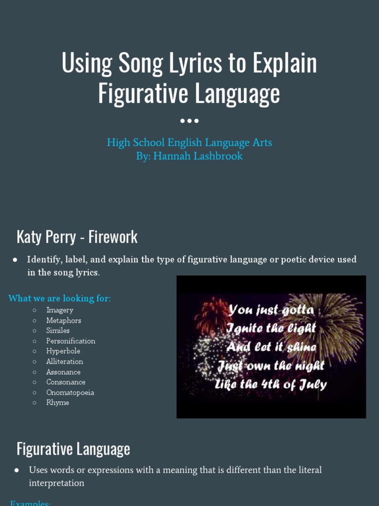 Using Song Lyrics To Explain Figurative Language: High School English ...