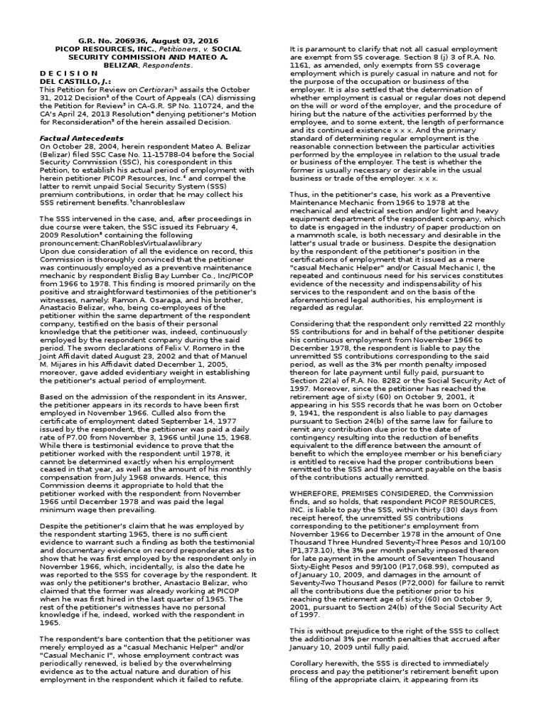 Picop Vs SSC | PDF | Evidence (Law) | Evidence