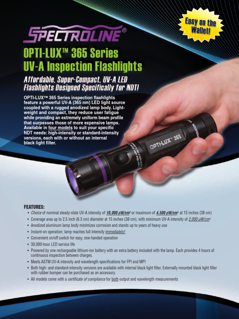 Spectroline OLX-365 Series OPTI-LUX 365 Brochure1 | PDF | Flashlight | Ultraviolet