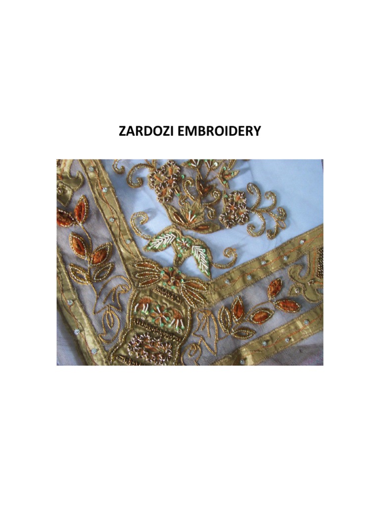 Zardozi Embroidery PDF | Download Free PDF | Embroidery | Textiles