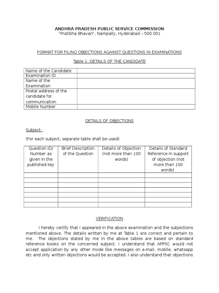 Objection Format | PDF