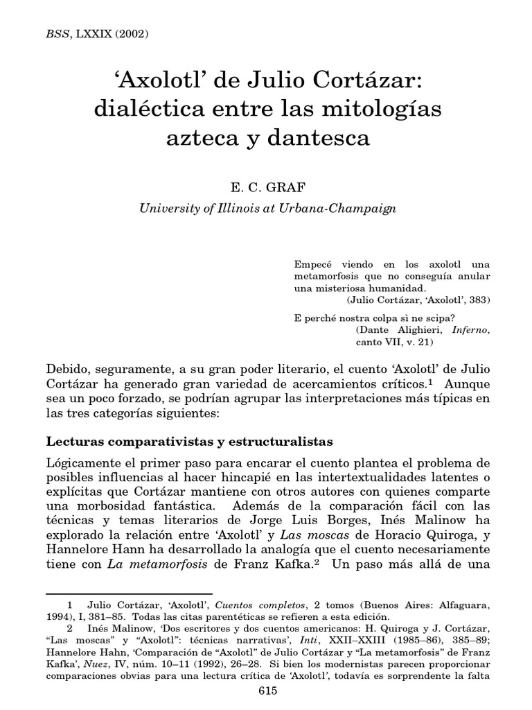 Graf-Axolotl de Julio Cortázar | PDF