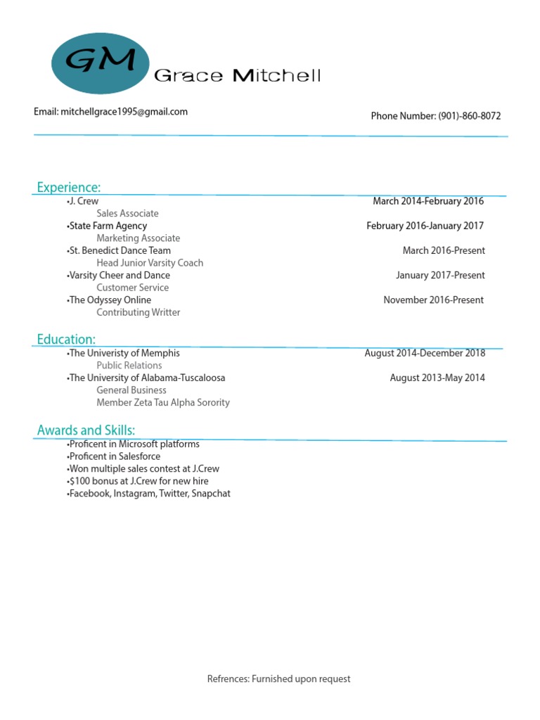 Mitchell Grace Resume | PDF | Online Services | Communication