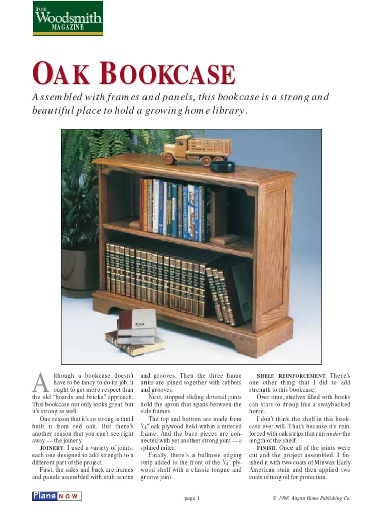 (Woodworking Plans) Woodsmith Magazine Oak Bookcase | Download Free PDF ...