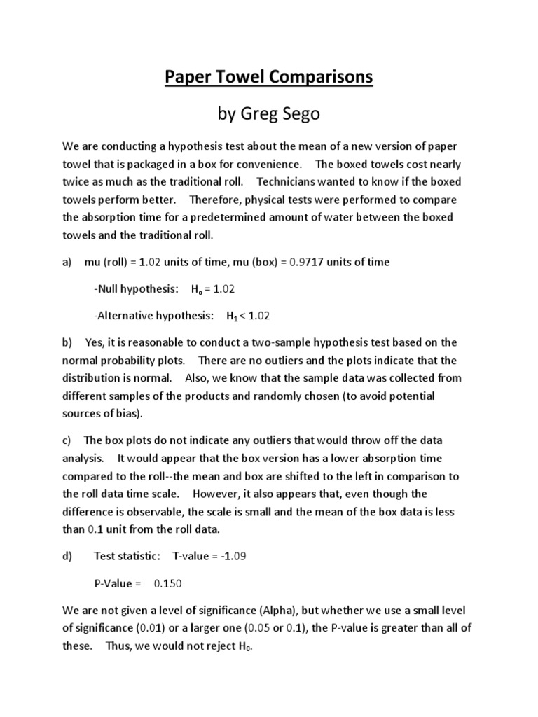 Paper Towel Comparison 1 | PDF