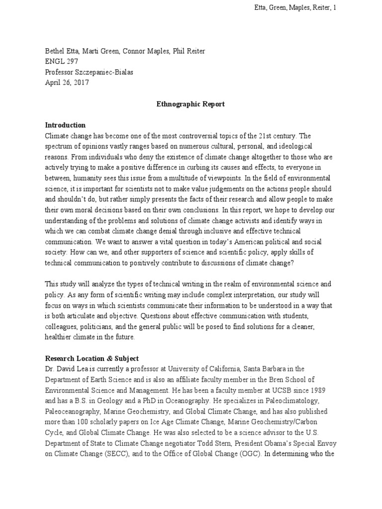 Ethnographicreport | PDF