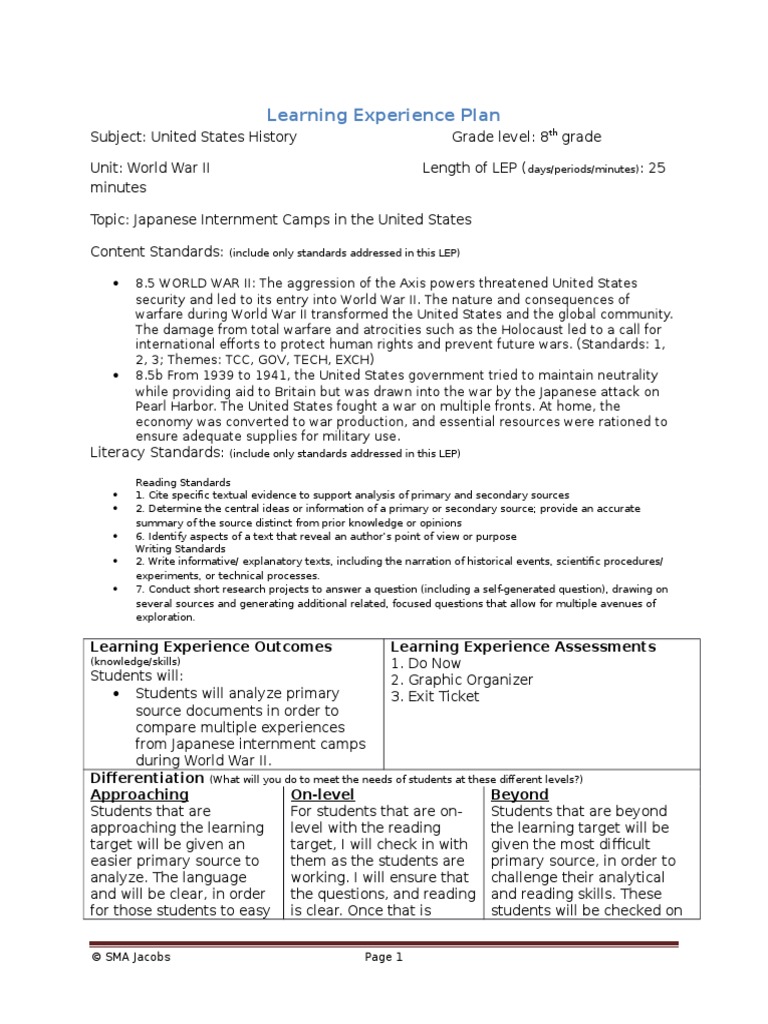Japanese Internment Camp Lesson Plan 360 | Download Free PDF | World ...