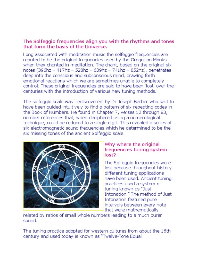 Solfeggio Frequencies - Basis of The Universe | PDF | Pitch (Music ...