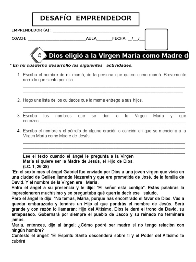 Actividades sobre la Anunciación para Niños | PDF | Relaciones ...