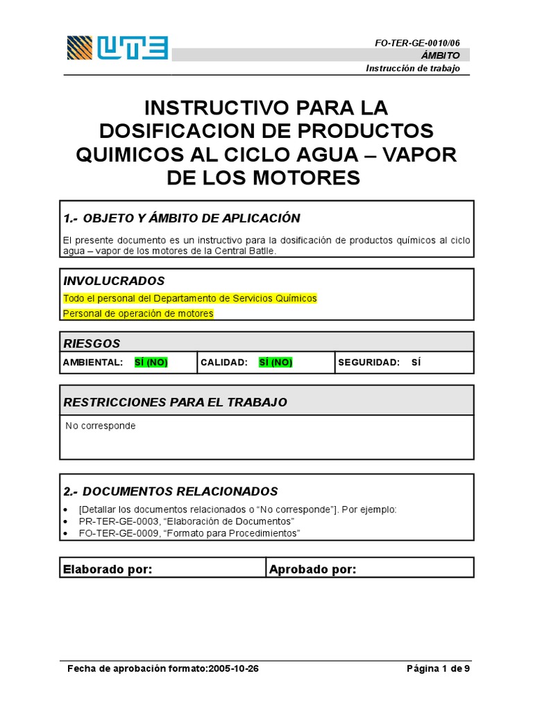 FO-TER-GE-0010 Formato para Instrucción de Trabajo | PDF