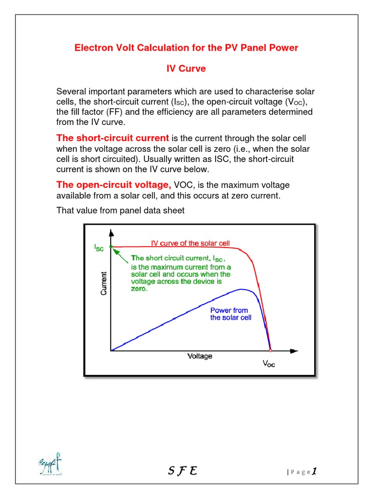 Calculating Electron Volts, Fill Factor, Efficiency and Output Power of ...