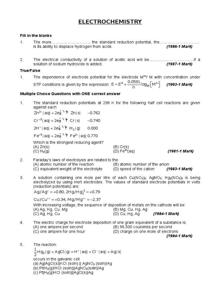 Electrochemistry F | PDF | Redox | Electrochemistry