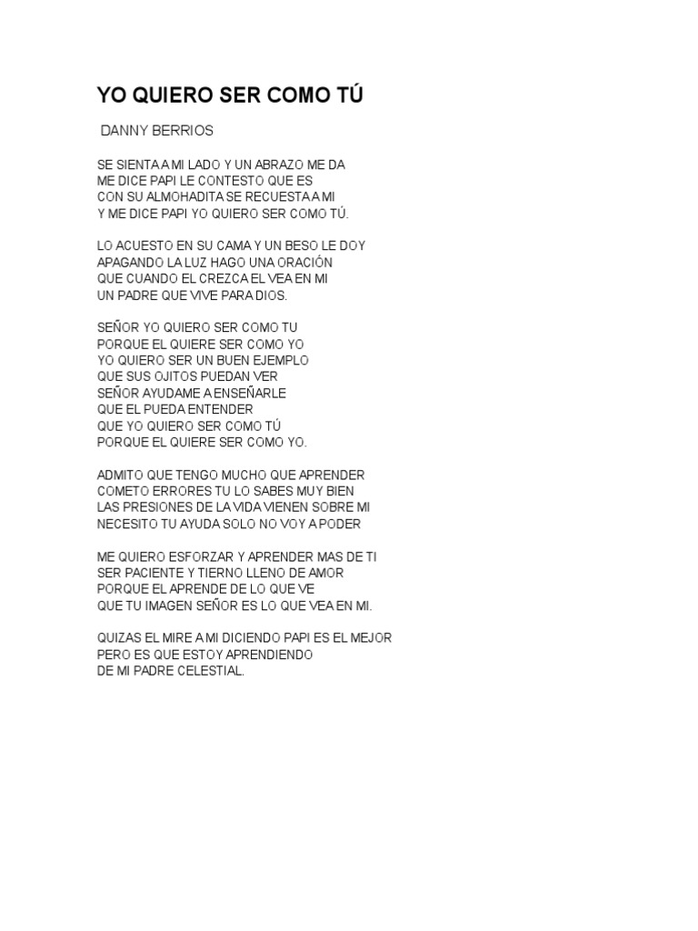 Yo Quiero Ser Como Tú-Letra | PDF