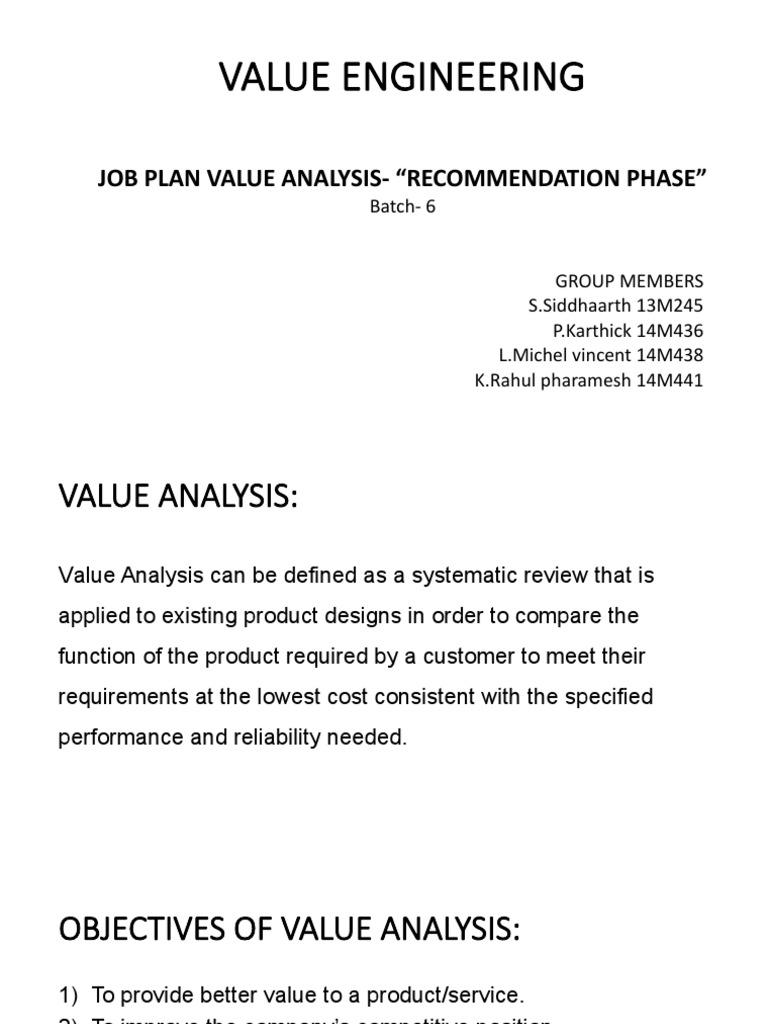 Value Engineering | PDF | Evaluation | Accountability