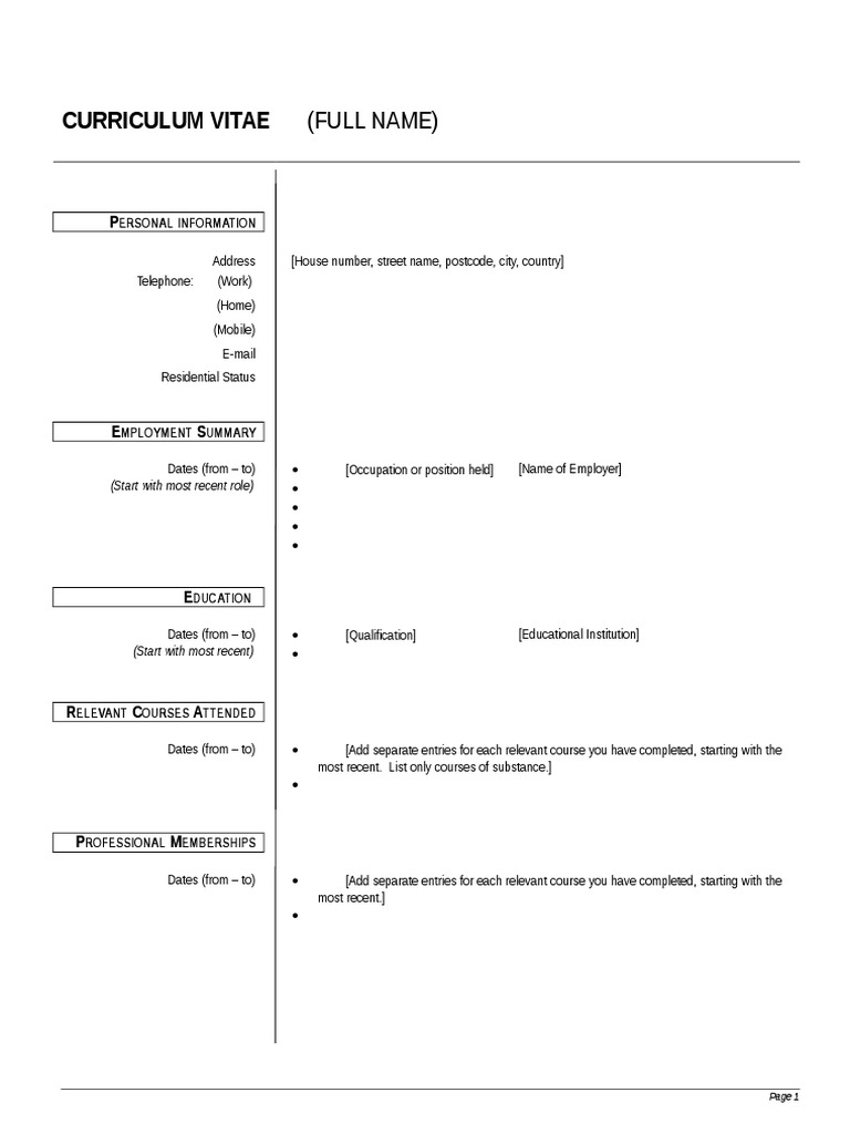Curriculum Vitae (Full Name) : Ersonal Information | PDF | Competence ...