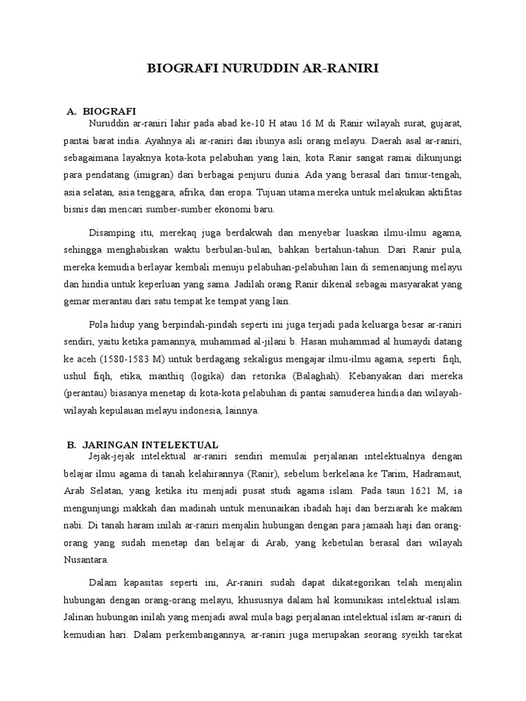 Biografi Nuruddin Ar Raniry | PDF
