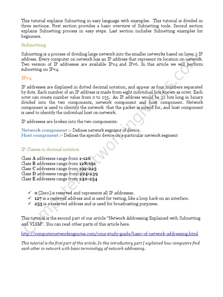 Subnetting Tutorial Subnetting Explained With Examples | PDF | Ip Address | Computer Network