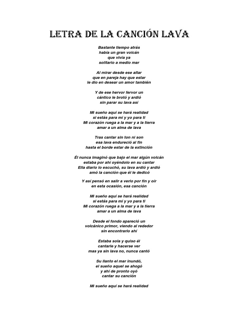 Letra de La Canción Lava | PDF