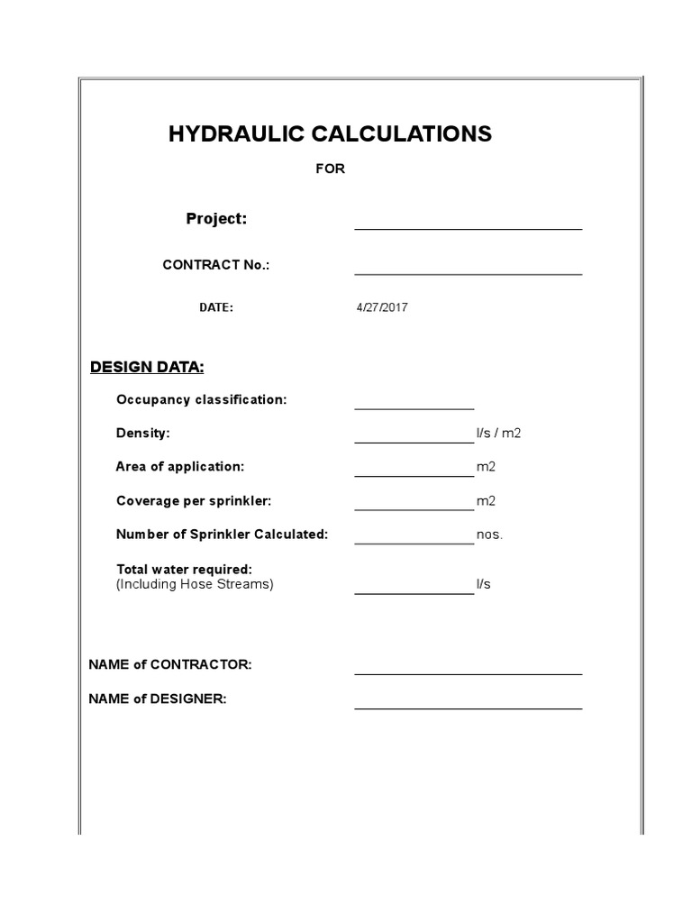 Sprinkler Calculation | PDF | Fire Sprinkler System | Valve