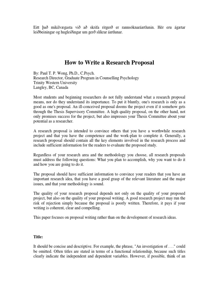 Writing an Effective Research Proposal | PDF | Qualitative Research ...