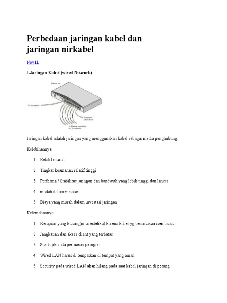 Perbedaan jaringan kabel dan nirkabel | PDF