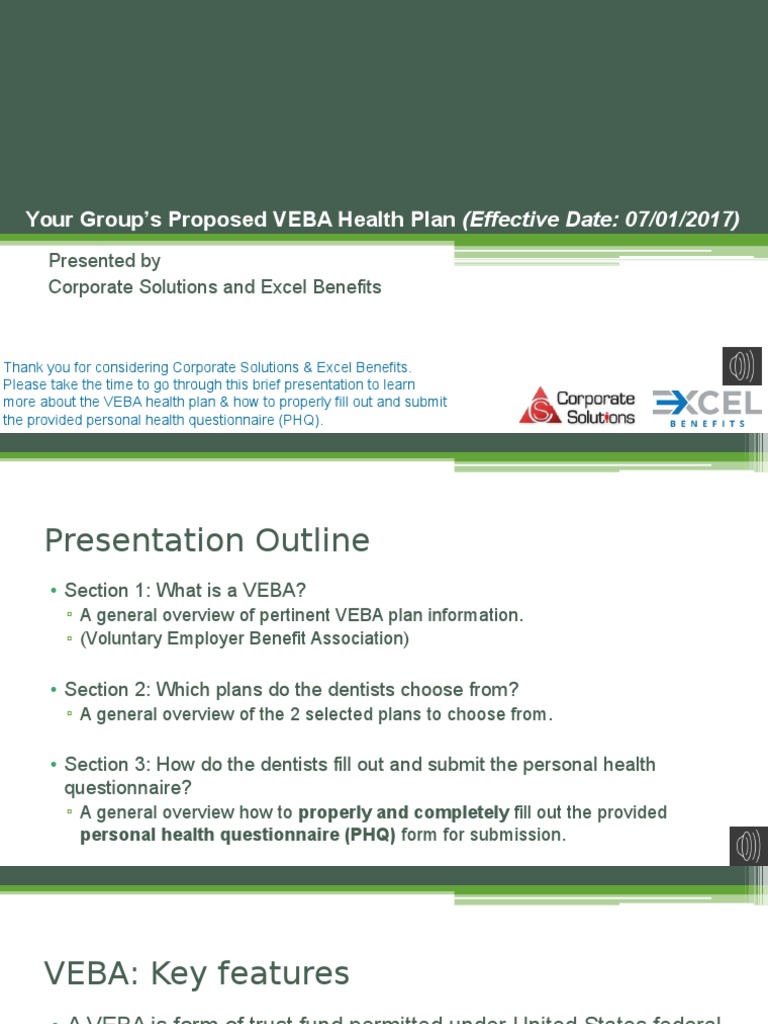 VEBA Plan Presentation | PDF | Deductible | Insurance